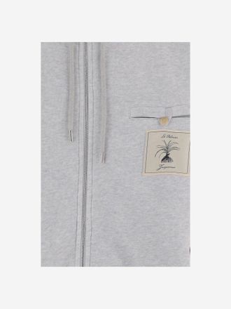 Jacquemus Logo-Embroidered Cotton Hoodie - Gray