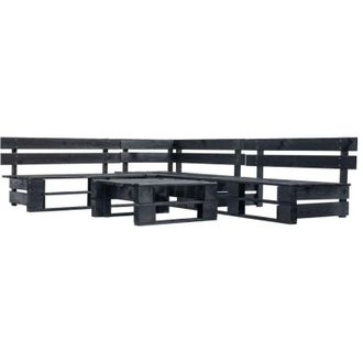 vidaXL vidaXL 4-tlg. Garten-Lounge-Set aus Paletten Schwarz Holz