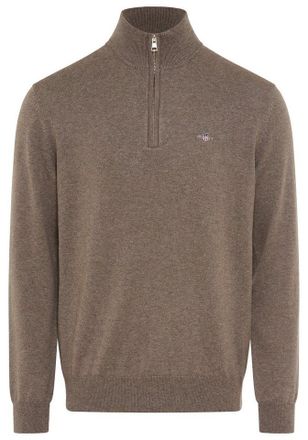 GANT Stehkragenpullover COTTON/WOLL HALF ZIP mit Rippstrick-Details, normale Passform