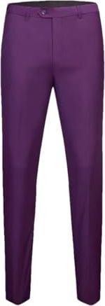 Generic Pantalon de costume solide pour homme - Coupe ajust&eacute;e - Pantalon de bureau, violet, 3XL