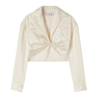 Off-white Twist Crop Shirt - - Blouses & Shirts - Damen - Wei&szlig; - S