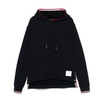 Thom Browne SweaT-shirt &agrave; capuche oversize RWB Stripe en bouclette - Homme - Sweatshirts et sweats &agrave; capuche - Bleu - Taille: S