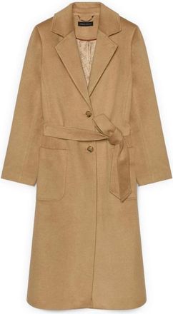 Fiorella Rubino Femme, Manteaux, Beige, Taille: 52 FR Long Manteau avec Ceinture