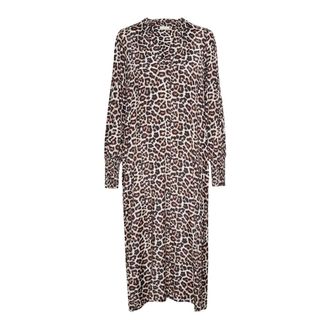 Kaffe Robe plume grise imprim&eacute; l&eacute;o Kadrylia - Femme - Robes - Multicolore - Taille: 36 FR