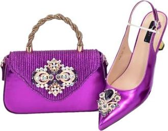 Generic Ensemble chaussures et sacs à assortir pour femme Nigeria Party Italian Shoe and Bag Set Party in Elegant Heeled Pumps, Violet pour ensemble, 41.5 EU