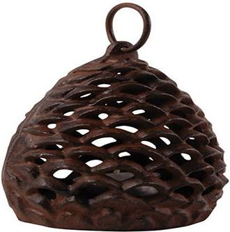 Esschert Design Laterne Tannenzapfen, Windlicht, Gartenlaterne, Balkonlaterne, inkl. Ring zum Aufhängen, klein, Höhe 16 cm, Durchmesser 10 cm