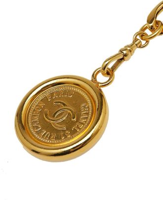 Chanel G&uuml;rtel - Gold Plated Medallion Leather Woven Chain Belt - Gr. ONE SIZE - in Gold - f&uuml;r Damen