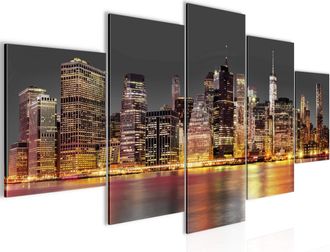 Runa Art Bild Wohnzimmer Büro New York City 5 Teilig Städte Braun Grau Wandbilder auf Vlies Leinwand 010053a