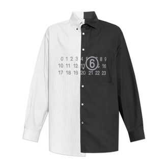 Maison Margiela Homme, Chemises, Noir, Taille: M Chemise &agrave; Num&eacute;ros Bicolore en Coton