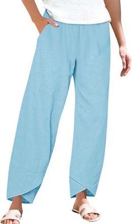 Generic IQYU Pantalon d&eacute;t&eacute; l&eacute;ger en mousseline pour femme - Pantalon long et large - Pantalon de jogging large - Pantalon d&eacute;t&eacute; 3/4 - Pantalon d&eacute;t&eacute; 7/8 - Panta