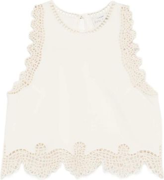 Forte_Forte Femme, Tops, Beige, Taille: 36 FR Haut en coton brod&eacute;