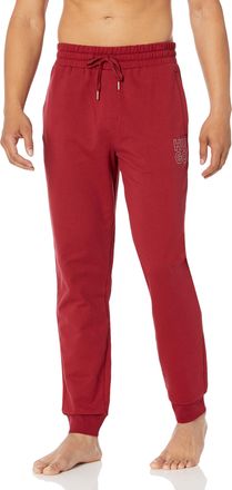 HUGO BOSS Herren Loungehose mit Gestapeltem Logo und B&uuml;ndchen Sweatpants, Dunkles Rubinrot, Large