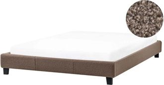 Beliani Polsterbett Taupe Boucl&eacute; Stoffbezug mit Lattenrost 160x200 cm ohne Kopf- und Fu&szlig;teil Modern Skandi Schlafzimmer Doppelbett Bettrahmen