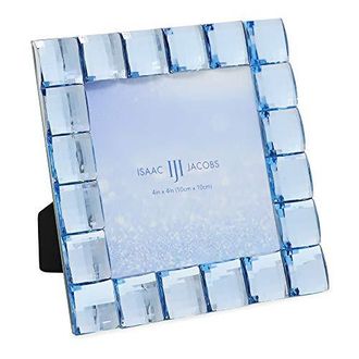 Isaac Jacobs Dekorativer Fotorahmen, funkelnder hellblauer Schmuckstein, Foto-Display und Heimdekoration (10 x 10 cm, hellblau)