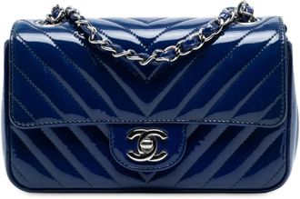 Chanel Hobo Bags - Mini Rectangular Classic Chevron Patent Single Fla - Gr. unisize - in Blau - für Damen