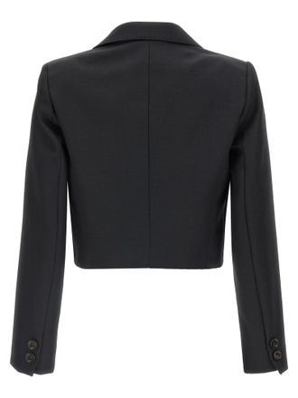 Elisabetta Franchi Cropped Virgin Wool Blazer - Black