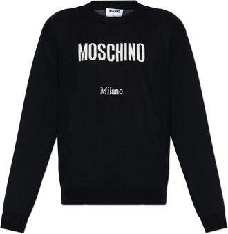 Moschino Homme, Pulls, Noir, Taille: L Pull &agrave; col roul&eacute; avec logo brod&eacute;