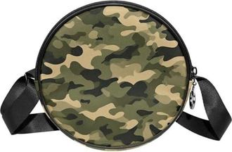 Generic Sac &agrave; bandouli&egrave;re Circle pour femme, petit sac &agrave; bandouli&egrave;re camouflage avec fermeture &eacute;clair, bretelles r&eacute;glables, sac &agrave; main rond d&eacute;contract&eacute; pour f