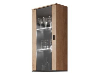 Mirjan24 Hängevitrine Soho S2, Vitrine Glasvitrine, Vitrinenschrank, Stauraumvitrine, Wohnzimmer, Highboard, Schrank (Eiche Lefkas/Eiche Lefkas + Schwarz, ohne