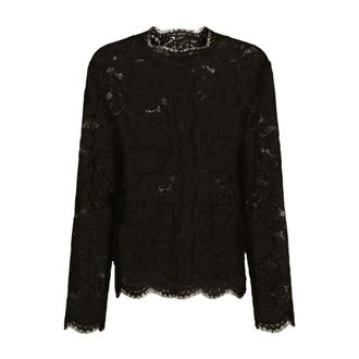 Dolce & Gabbana Femme, Blouses et Chemises, Noir, Taille: 42 FR Single-breasted Lace Blazer