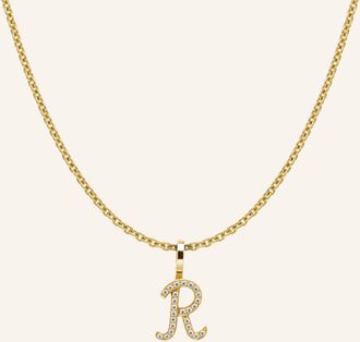 Cada Cada Kette Tiny Diamond Letter R gold