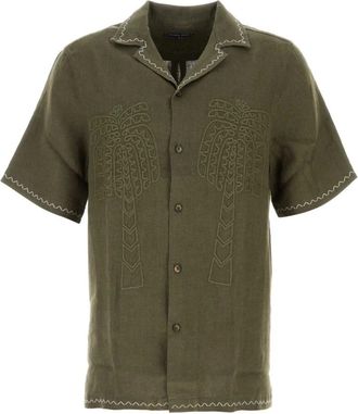 Frescobol Carioca Homme, Chemises, Vert, Taille: L Chemise en lin brod&eacute; Flavio
