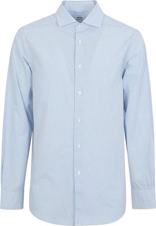 Aspesi Homme, Chemises, Bleu, Taille: L Camicia in popelin a righe