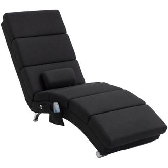 HOMCOM Homcom - Relaxliege mit 5 Massagemodi Loungesessel mit Lendenkissen, Heizfunktion, Liegesessel mit Seitentasche, Fernbedienung, Leinenoptik