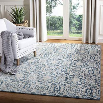 Safavieh Traditionell Teppich für Wohnzimmer, Esszimmer, Schlafzimmer - Sofia Collection, Kurzer Flor, Blau und Beige, 91 X 152 cm