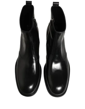 Dolce & Gabbana Embossed Logo Leather Boot - Black