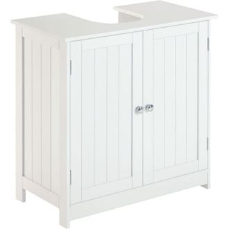 HOMCOM Homcom - Meuble sous vasque simple blanc - Placard 2 portes - &Eacute;tag&egrave;re r&eacute;glable - MDF anti-humidit&eacute; - Dimensions 60 x 30 x 60 cm