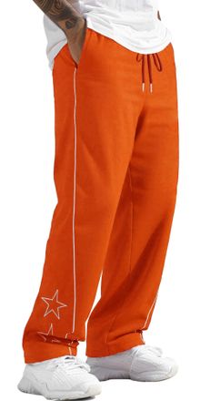 Feoya Jogginghose Herren Sweathose Y2k Baggy Track Pants Seite Stern Freizeithose L&auml;ssige Lange Hose mit Kordelzug Harajuku Sweatpants Jogger Weite Hosenbei