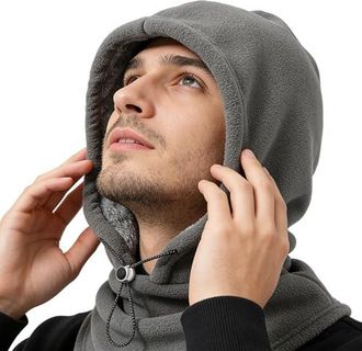 Generico Capuche polaire - flanelle, cagoule, coupe-vent respirant | Chapeau &agrave; capuche r&eacute;glable avec cordon de serrage, capuchons avec couvercle pour le visage