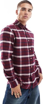 Tommy Hilfiger Angerautes Hemd in Burgunderrot mit Karomuster mit Schatteneffekt