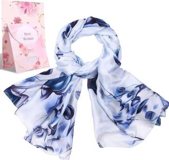 Heekpek Foulard Femme Foulards en Soie de Mûrier Soie Foulard Imprimé Echarpe Foulard Leopard Wraps Satin Joli Fleur Châle Long