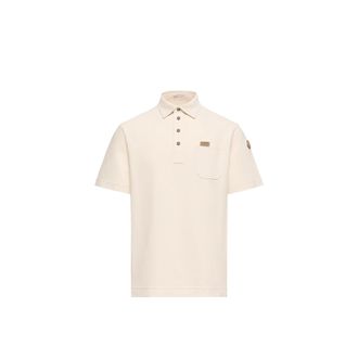 Moncler Moncler Leather Logo Tag Cotton Polo Shirt, Men, White, Size: 3xl