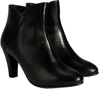 Desa Bottines pour Femme - Tige en Cuir, Fermeture &eacute;clair, Talon Bloc, Respirantes | Noir - 39