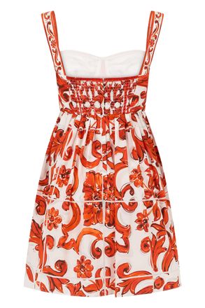 Dolce & Gabbana Floral-Print Cotton Dress - Orange