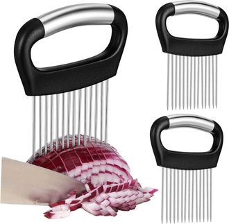 DOITOOL 3 St&uuml;ck Edelstahl Zwiebelhalter und Fleischklopfer K&uuml;chenhelfer f&uuml;r Gleichm&auml;&szlig;iges Schneiden und Zartes Fleisch Multifunktionaler Gem&uuml;seschneider mit S