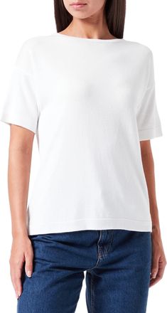 Benetton Damen G/C M/M 103CD102M KURZ&Auml;RMLIGER Pullover MIT Rundhalsausschnitt, Wei&szlig; 074, S