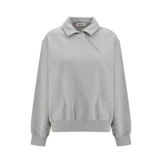 Miu Miu Zip Collar Sweatshirt - - Sweatshirts & Hoodies - Damen - Grau - S
