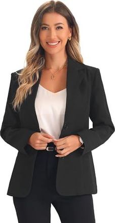 Allegra K Blazers Décontractés Femmes à Manches Longues avec Poches Vestes Ouvertes à Revers Noir S