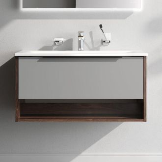 AM.PM Badmöbel Set Badezimmerschrank mit Waschbecken Hängender Waschbecken mit Unterschrank mit Soft Close, 80 cm, 1 Schublade, Graphit matt