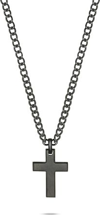s.Oliver Herren Necklace - Halskette aus poliertem Edelstahl mit Kreuzanh&auml;nger - IP Schwarz - Panzerkette verstellbar bis 55 cm - wasserfest & hautfreundlich