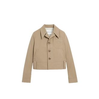 Ami Baumwoll-Gabardine-Jacke mit Kn&ouml;pfen - - Jackets - Damen - Beige - M