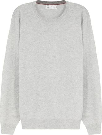 Brunello Cucinelli Pull Col Rond en Cachemire - Homme - Pulls - Gris - Taille: 4XL