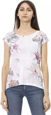 Trussardi Wei&szlig;e Baumwollmischung Tee mit Fettem Druck - - Tops - Damen - Wei&szlig; - L