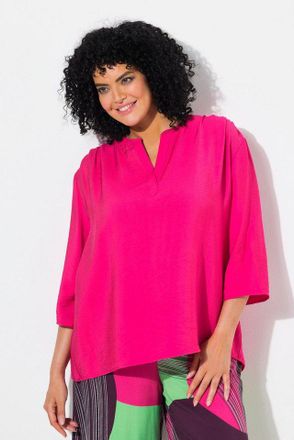 Ulla Popken Druckbluse Bluse Oversized Tunika-Ausschnitt 3/4-Arm