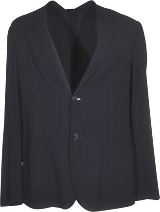 Giorgio Armani Homme, Vestes, Bleu, Taille: XL Veste en laine vierge &agrave; simple boutonnage