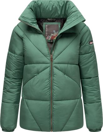 Navahoo Damen Winterjacke warme Oversized Steppjacke mit hohem Kragen Schokolinaa 14 Dusty Green Gr. S